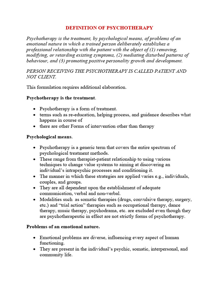Definition of Psychotherapy | PDF