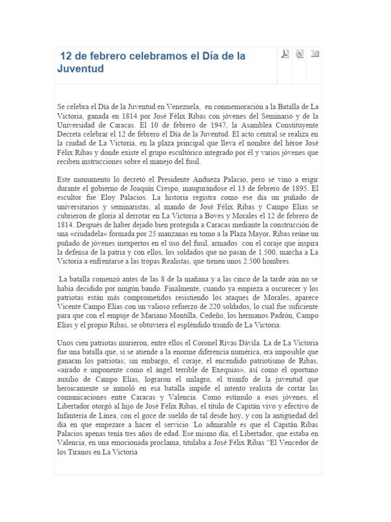 12 de febrero celebramos el Día de la Juventud | PDF