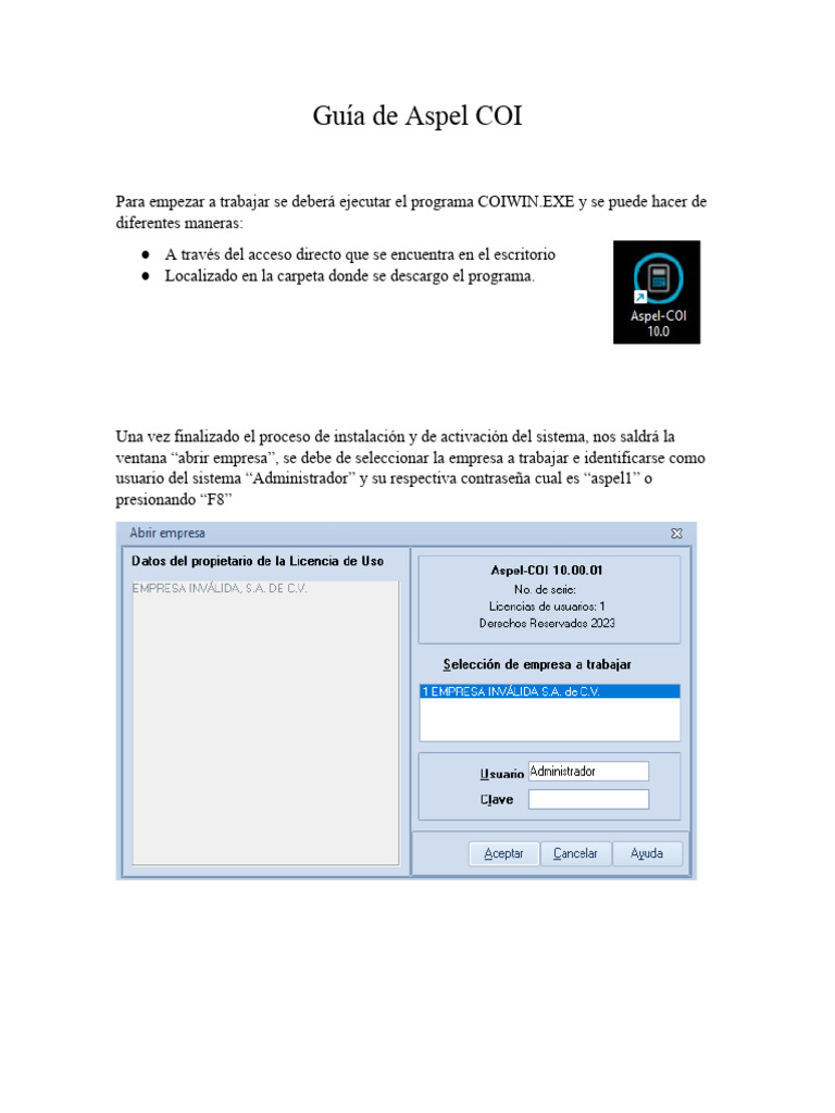 Guía de Aspel COI | PDF