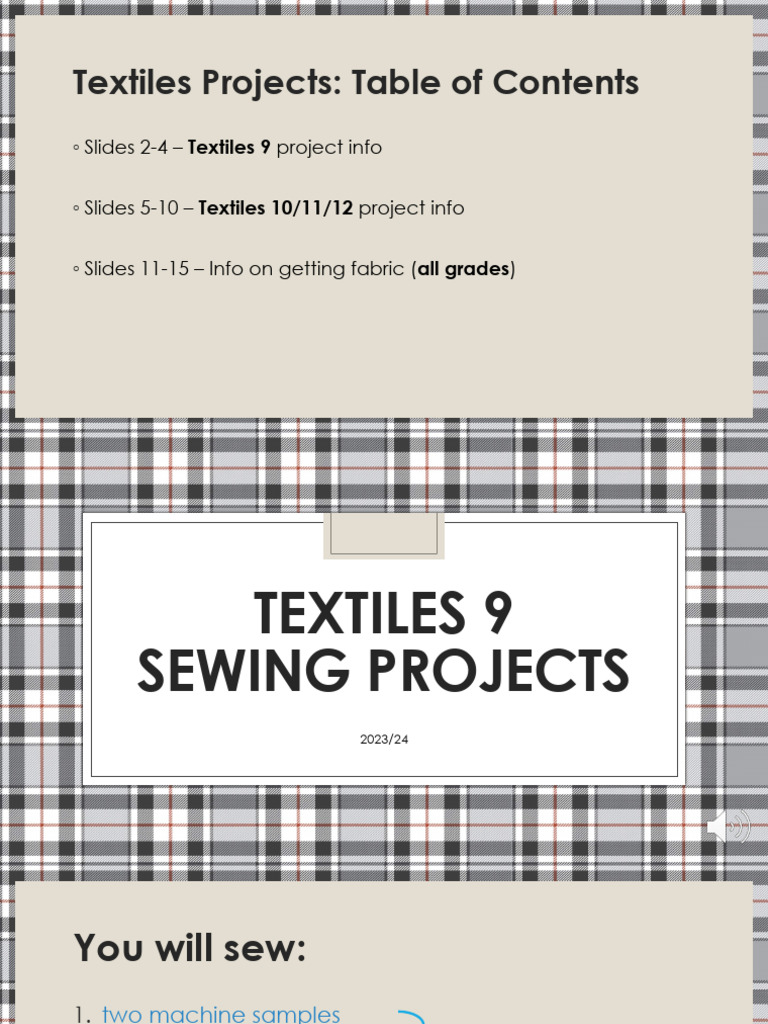 Textiles Sewing Projects Overview 2023/24 | PDF | Textiles | Sewing