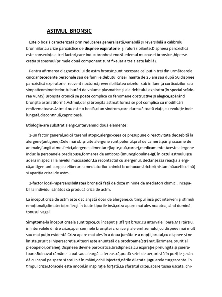 Ghid complet despre astmul bronșic | PDF