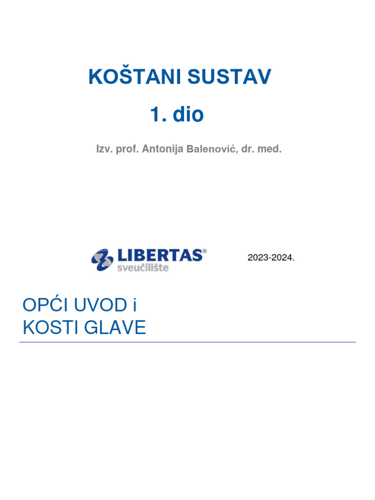 Antonija Balenović Anatomija KOSTI 1 | PDF