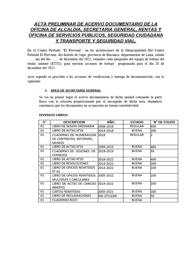 Acta Preliminar 28.12.22 | PDF