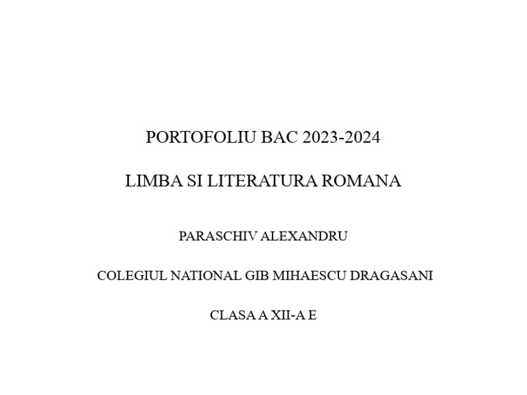 Portofoliu Bac 2023-2024 | PDF