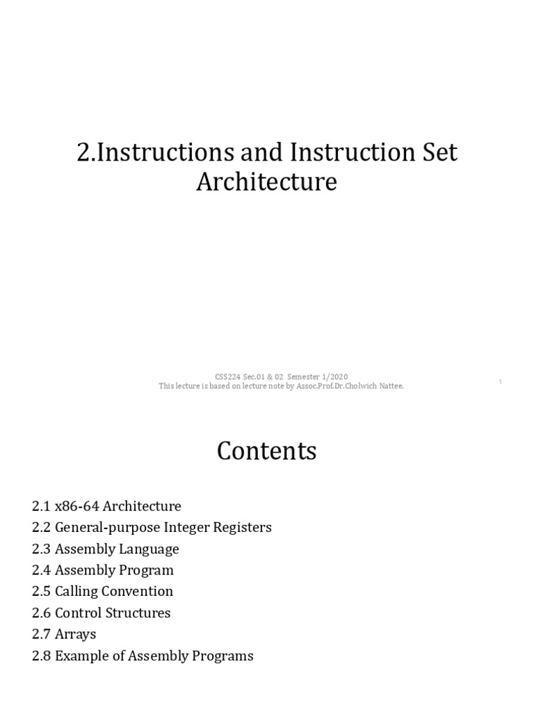 CSS224 2020 02 | PDF | Integer (Computer Science) | Assembly Language