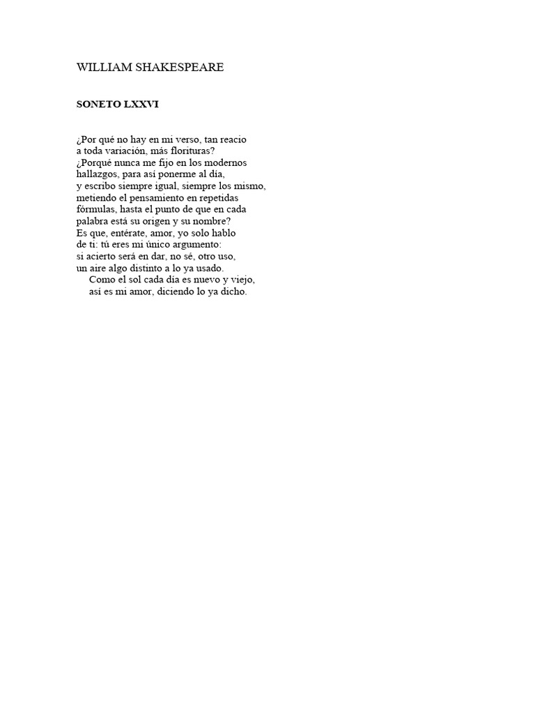 Soneto LXXVI Shakespeare | PDF