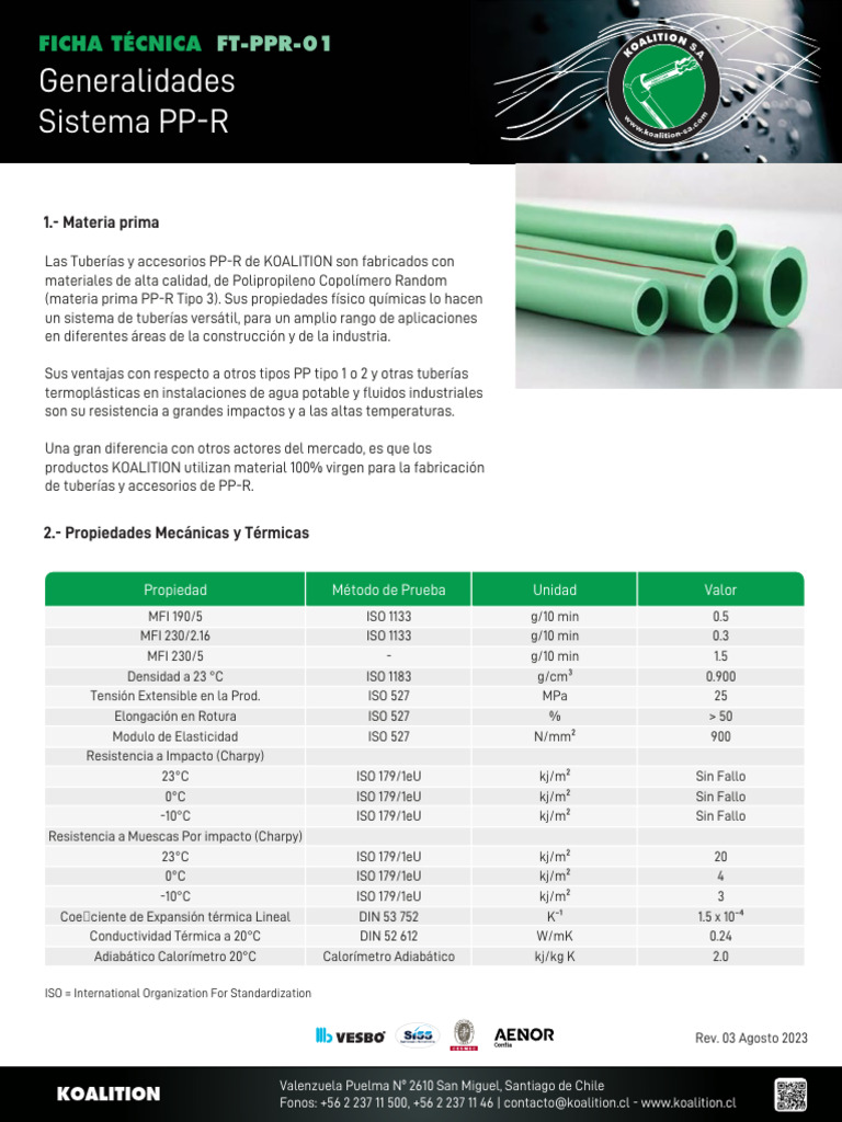 FT PPR 001 PPR Koalition Generalidades | PDF | Mecánica de Medios Continuos | Química