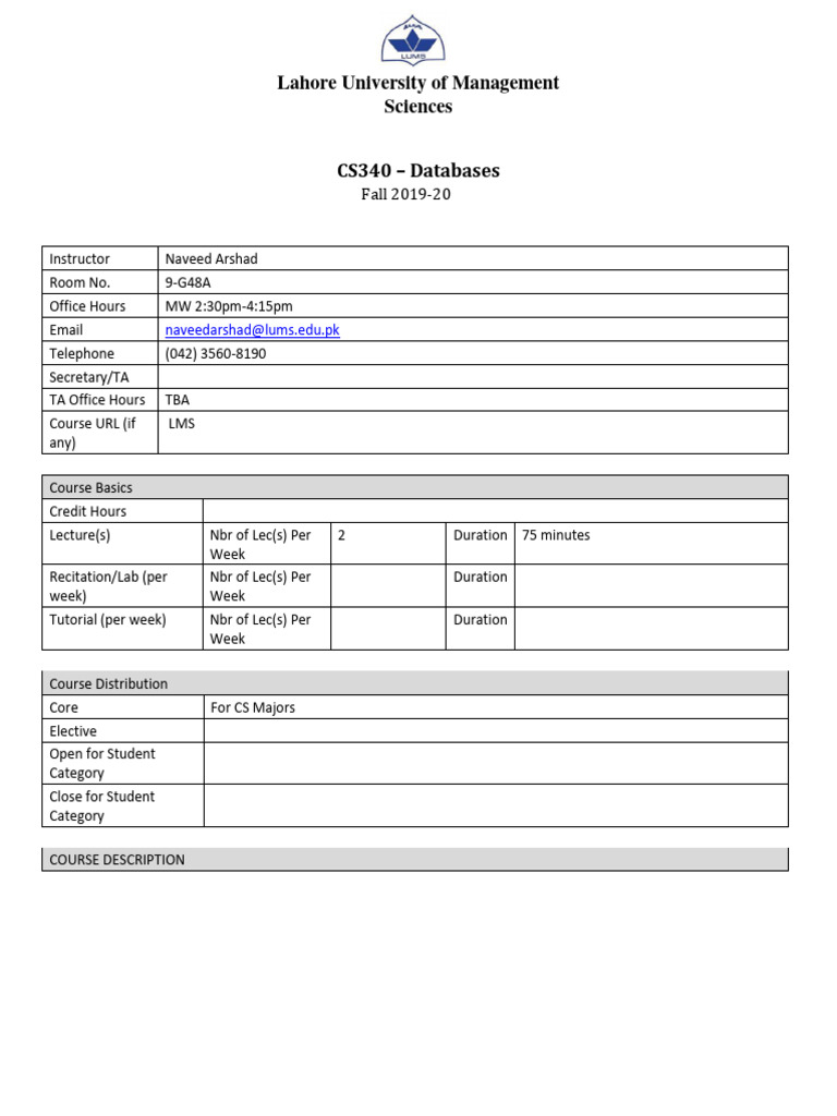Cs 340 Outline Pdf 
