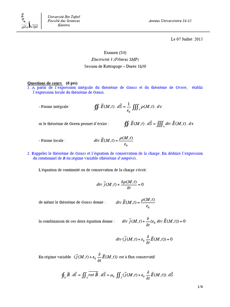 Solution Examen Juillet 15 SMP | PDF Solution Examen Juillet 15 SMP | PDF