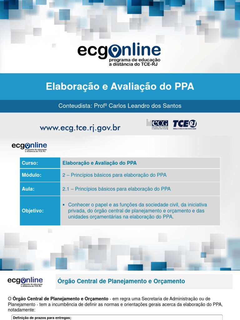 PPA-Slides-Princípios Básicos para Elaboração Do PPA | PDF