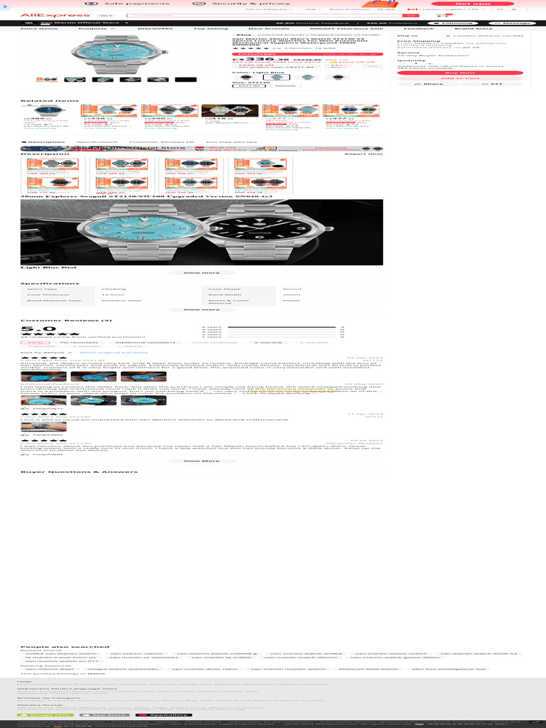 San Martin 39mm Men's Watch ST2130 V3 Sports Luxury Watches For Men ...