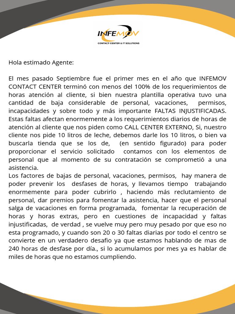 Comunicado Faltas Injustificadas | PDF