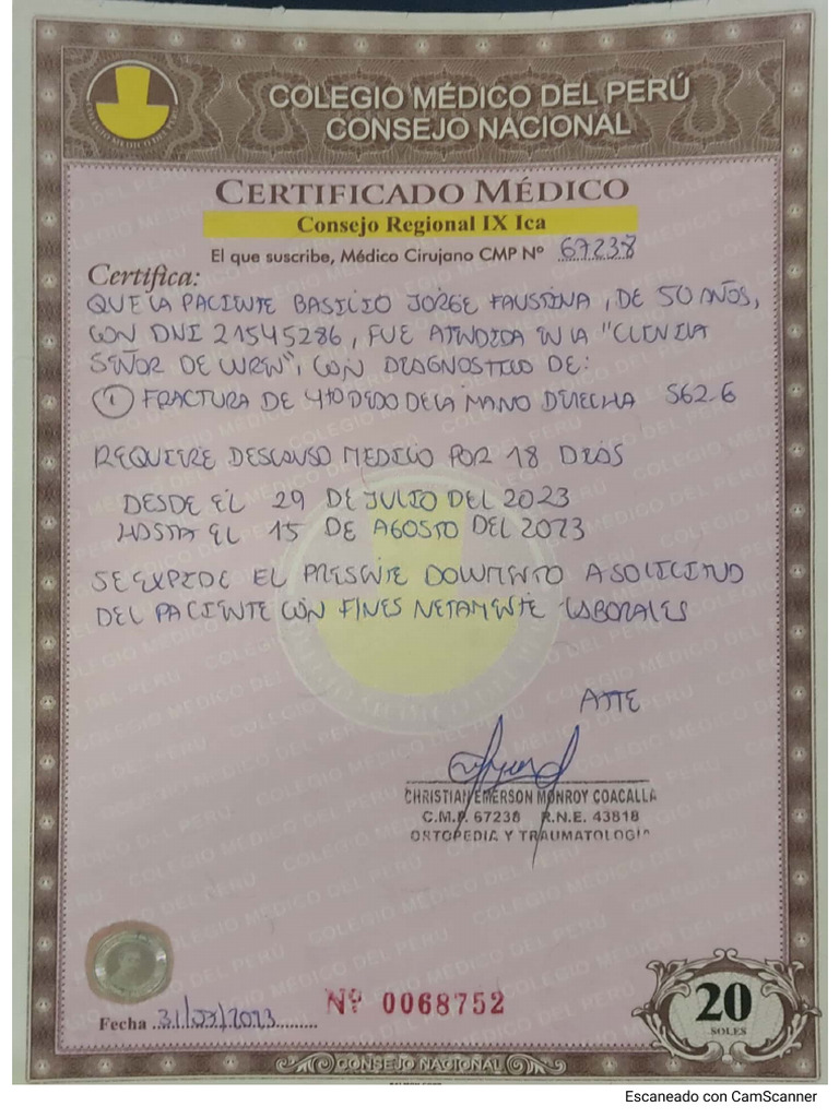 Descansó Medico Ejemplo | PDF