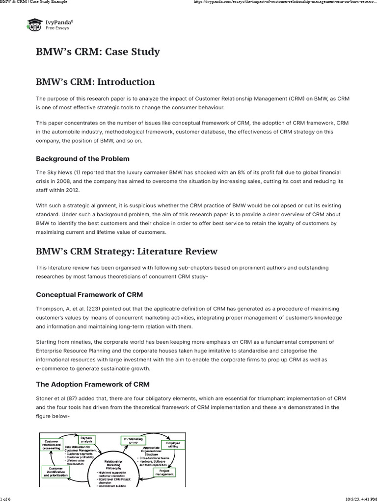 BMW & CRM Case Study Example | Download Free PDF | Customer ...