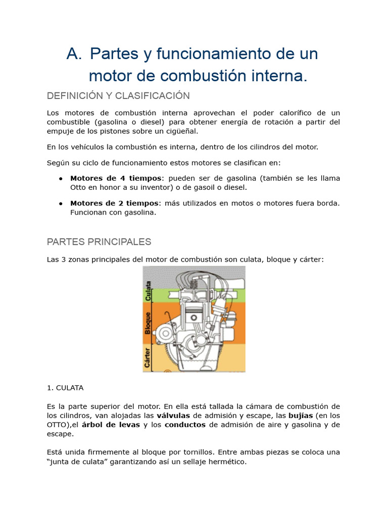 Partes Del Motor | PDF | Motor de combustión interna | Motor diesel