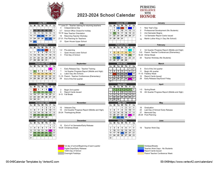 2023-2024 School Calendar Overview | PDF | Academic Term | Festival
