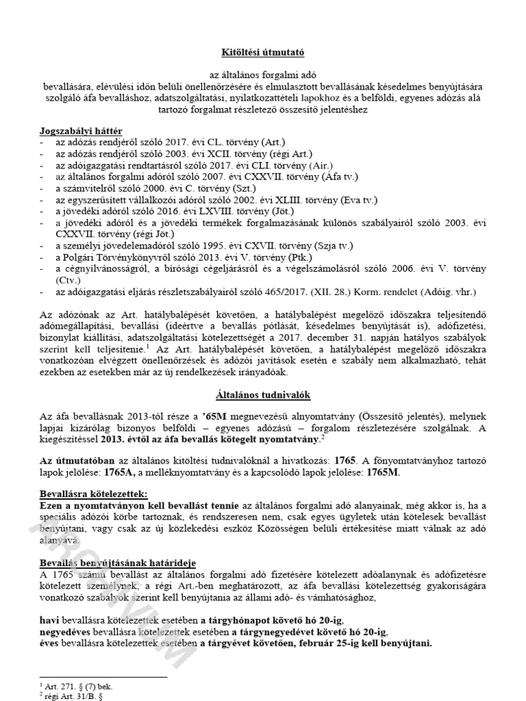 1765 Kitöltési Útmutató | PDF