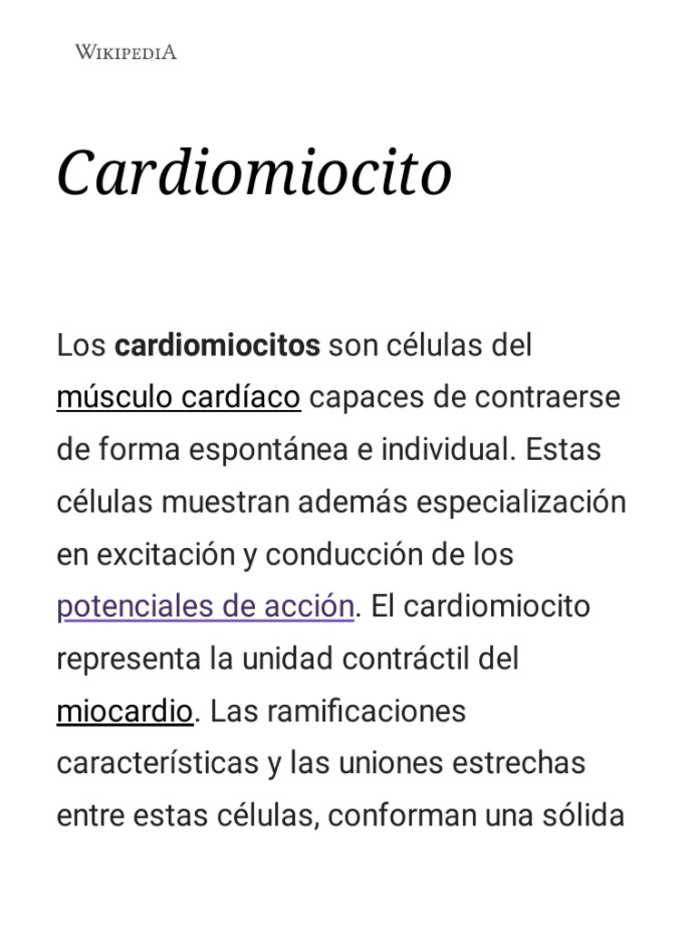 Cardiomiocito - Wikipedia, La Enciclopedia Libre | PDF | Músculo ...