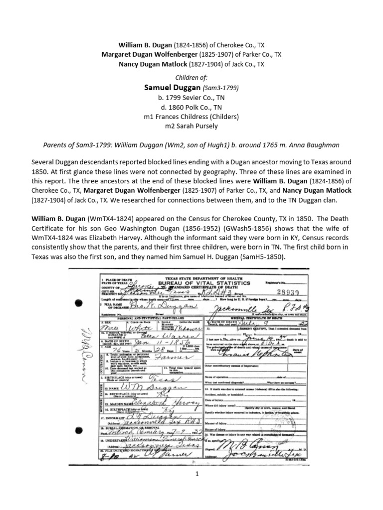 Duggan Family Migration to Texas | PDF