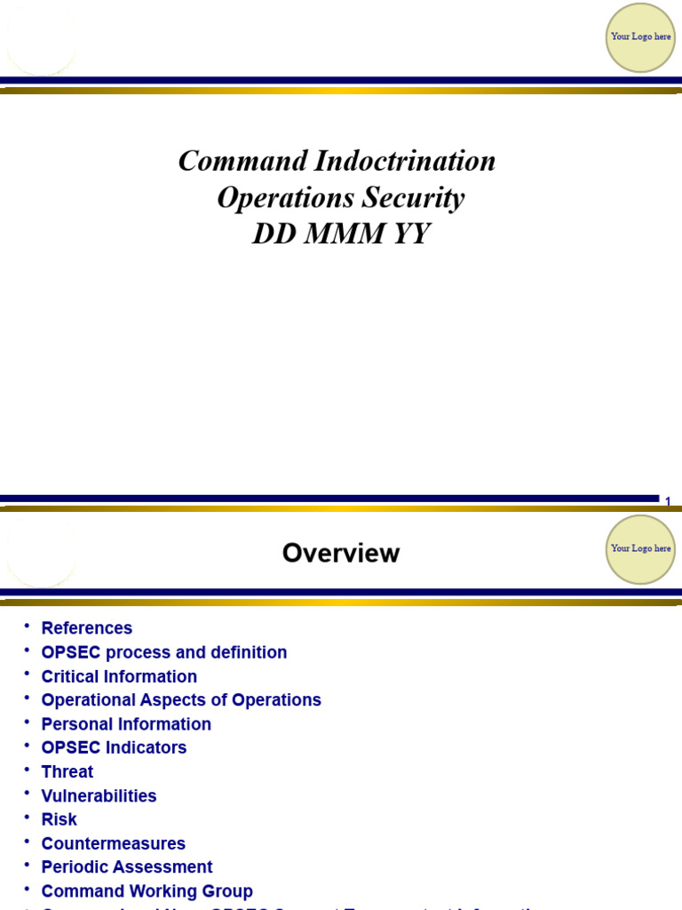 Command Indoctrination and OPSEC Overview | PDF