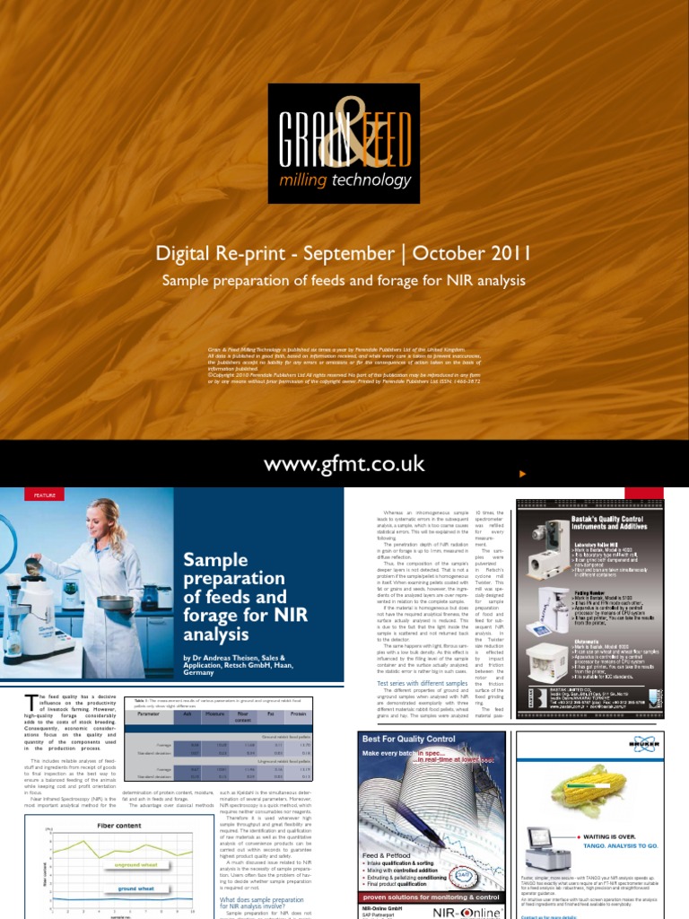Sample Preparation of Feeds and Forage For NIR Analysis | PDF | Hazard ...