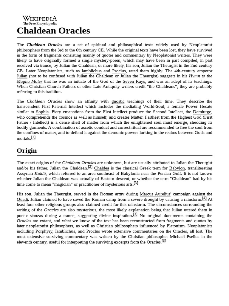 Chaldean Oracles | PDF | Religious Belief And Doctrine | Esotericism
