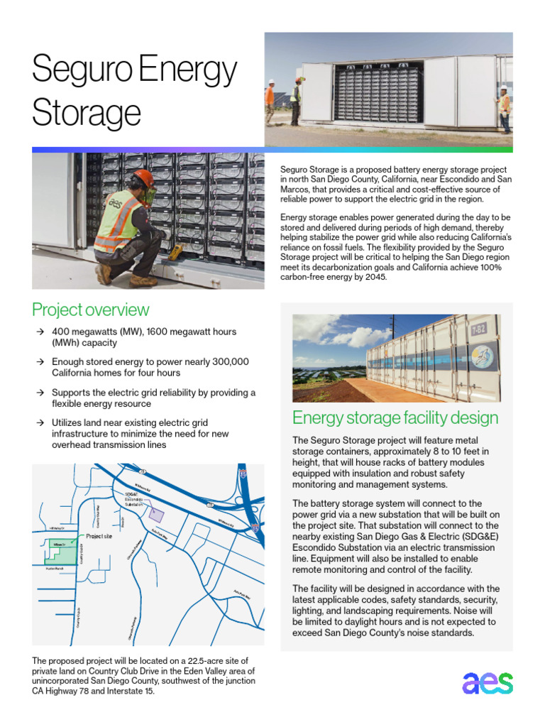 AES Seguro Storage Project Fact Sheet | PDF