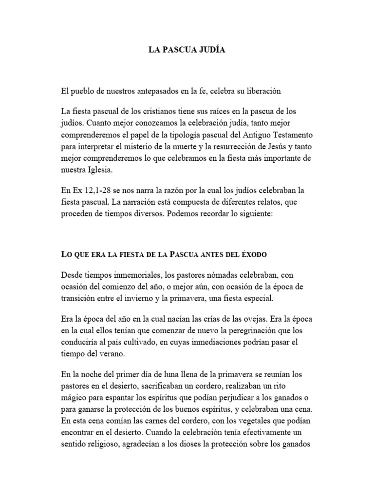 Significado y Celebración de la Pascua Judía | PDF | Seder de Pascua ...