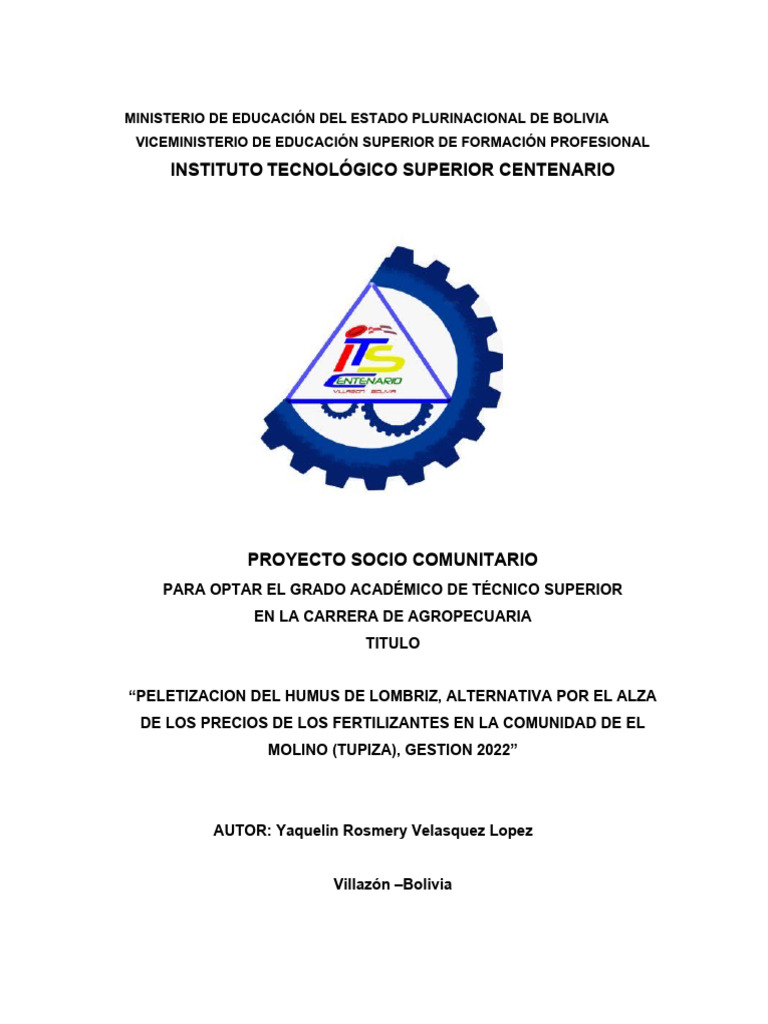 Proyecto Socio Comunitario Yaquelin.... L.... | PDF