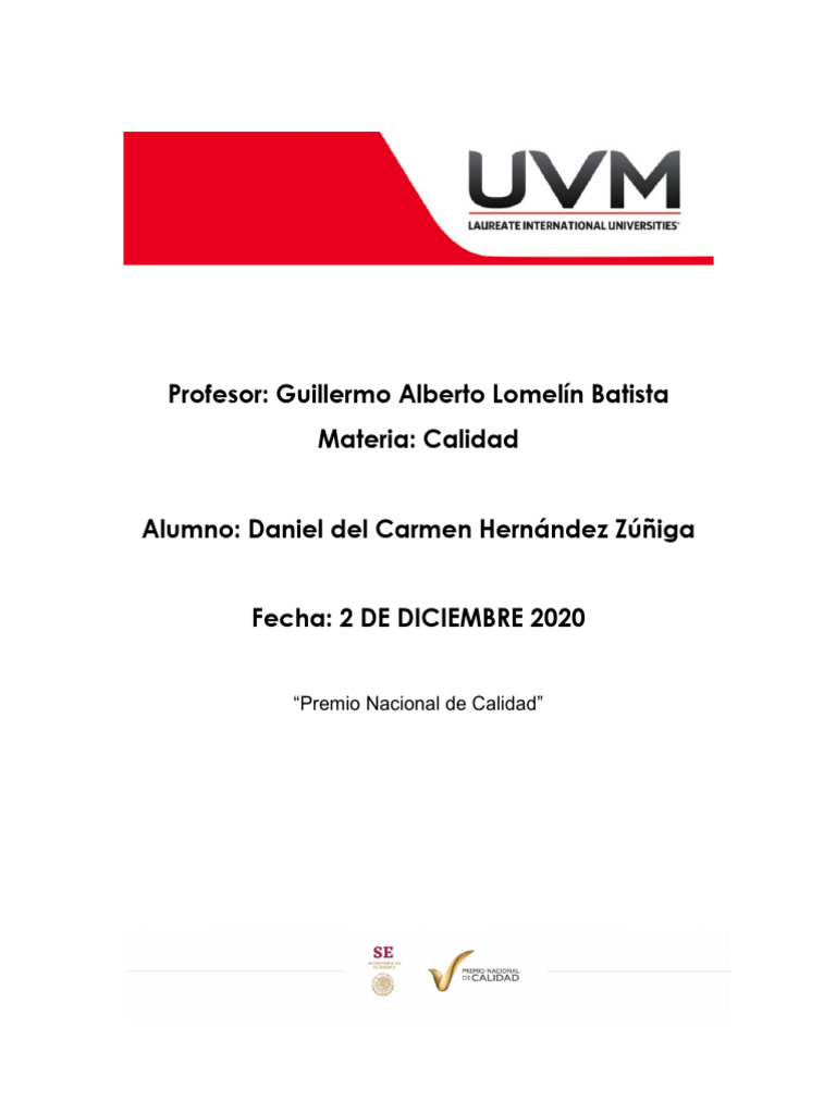 Premio Calidad - DHZ - Calidad - Uvm | PDF Premio Calidad - DHZ - Calidad - Uvm | PDF