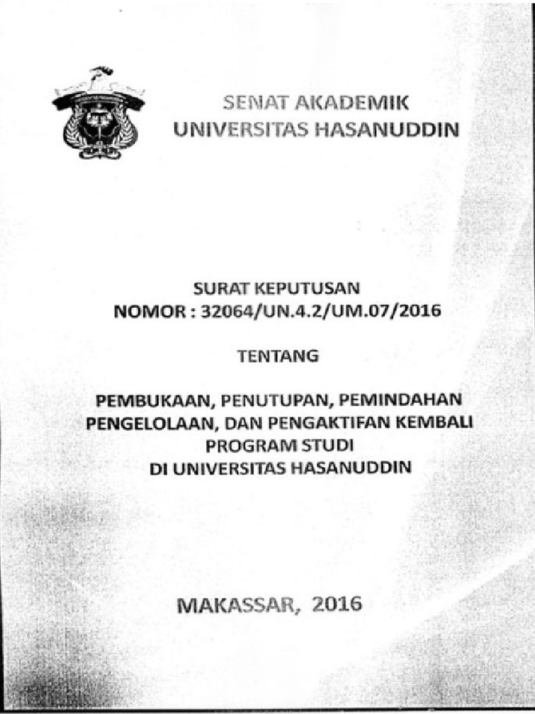 SK Senat Akademik TTG Pembukaan Prodi Baru Unhas | PDF