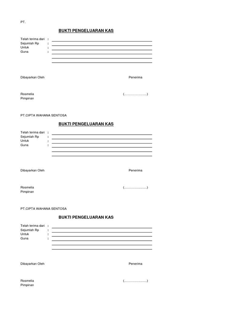 Form Bukti Penerimaan Kas | PDF