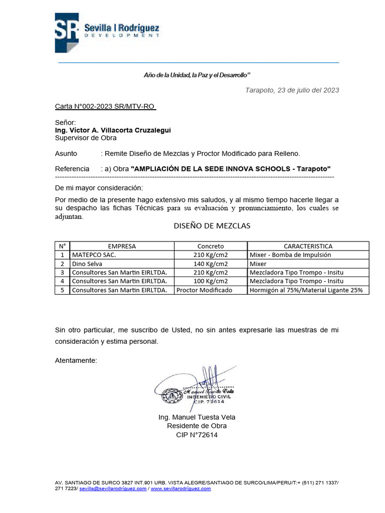 CARTA N°002-2023 | PDF