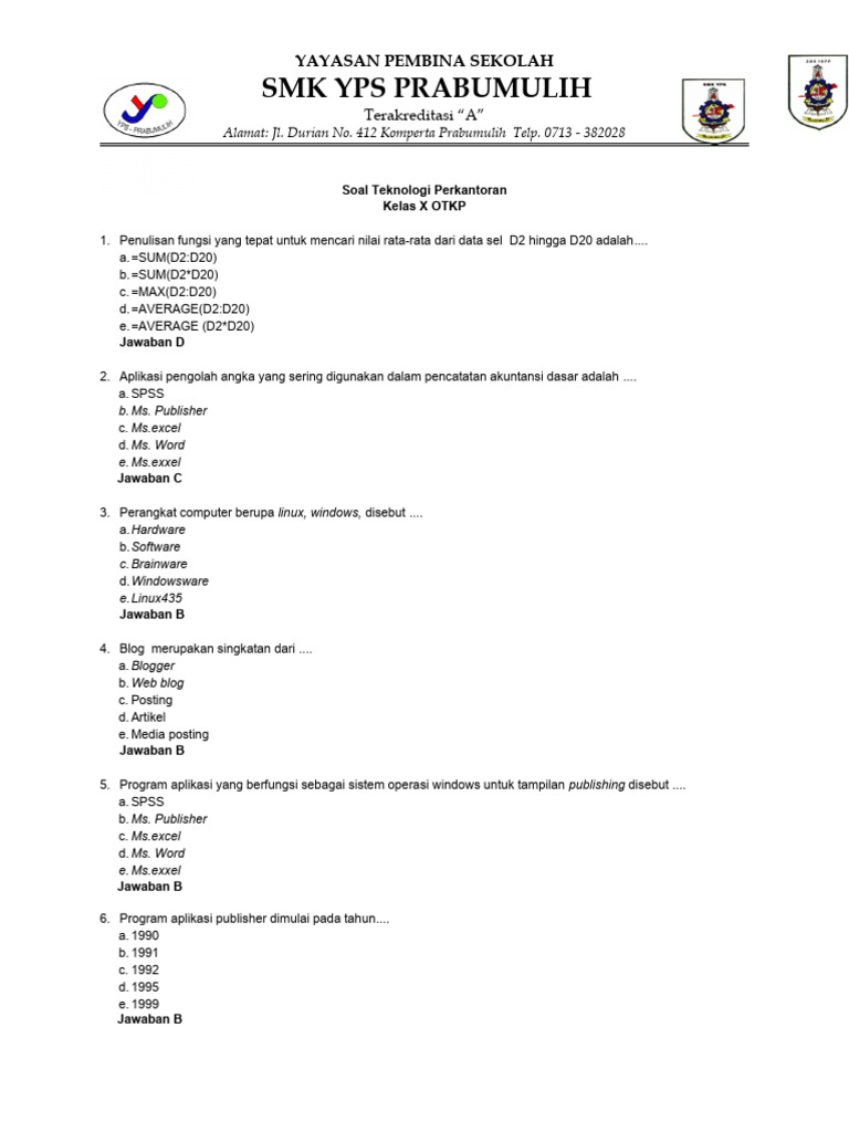 Soal Teknologi Perkantoran OTKP | PDF