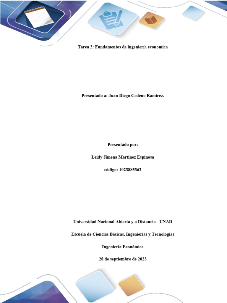 Tarea 2 - Fundamentos de Ingenieria Economica | PDF | Arte