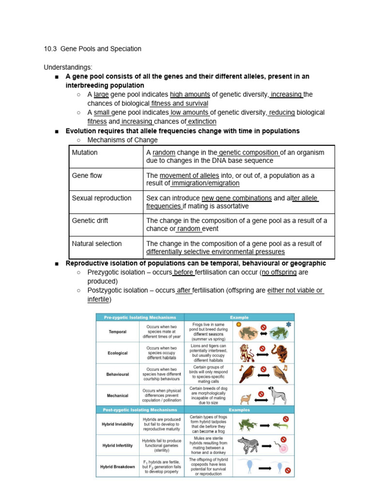 10.3 Gene Pools and Speciation | PDF | Reproduction | Ploidy