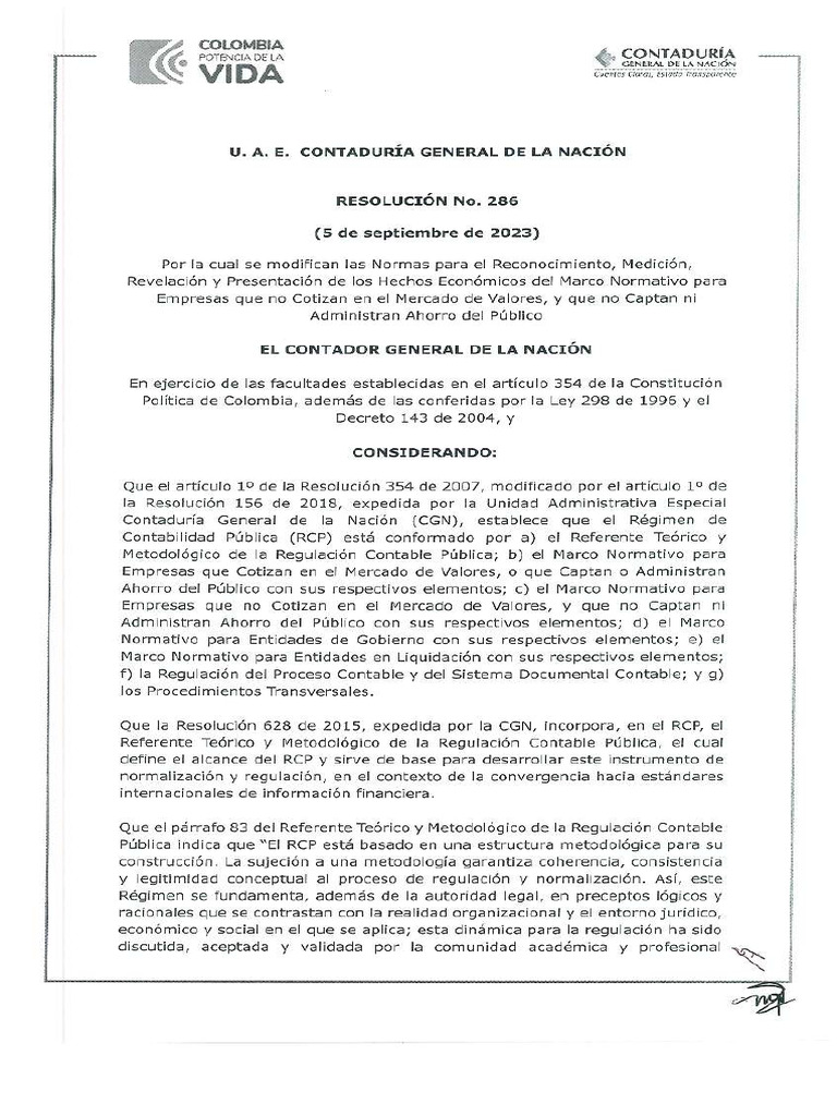 Res 286-2023 | PDF | Contabilidad | Teneduría de libros