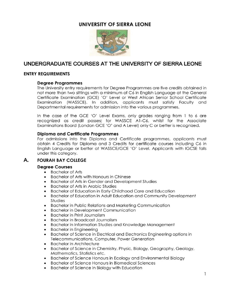 Usl Entry Requirements | PDF