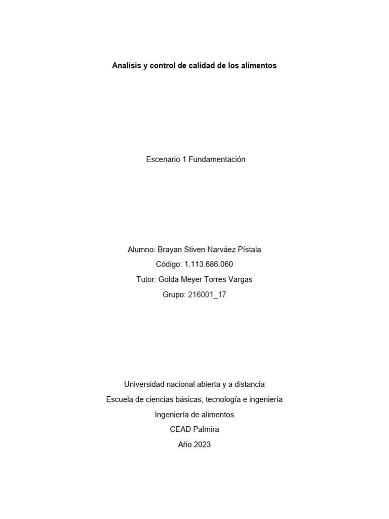 Escenario 1 - Brayan Narvaez | PDF | Alimentos