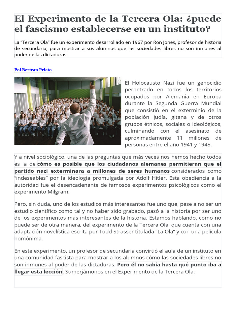 El Experimento de la Tercera Ola | PDF