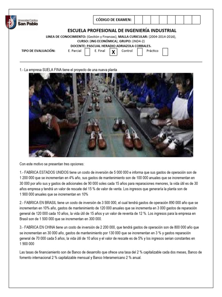 Examen Final Ing. Ec Ind4-2 | PDF Examen Final Ing. Ec Ind4-2 | PDF