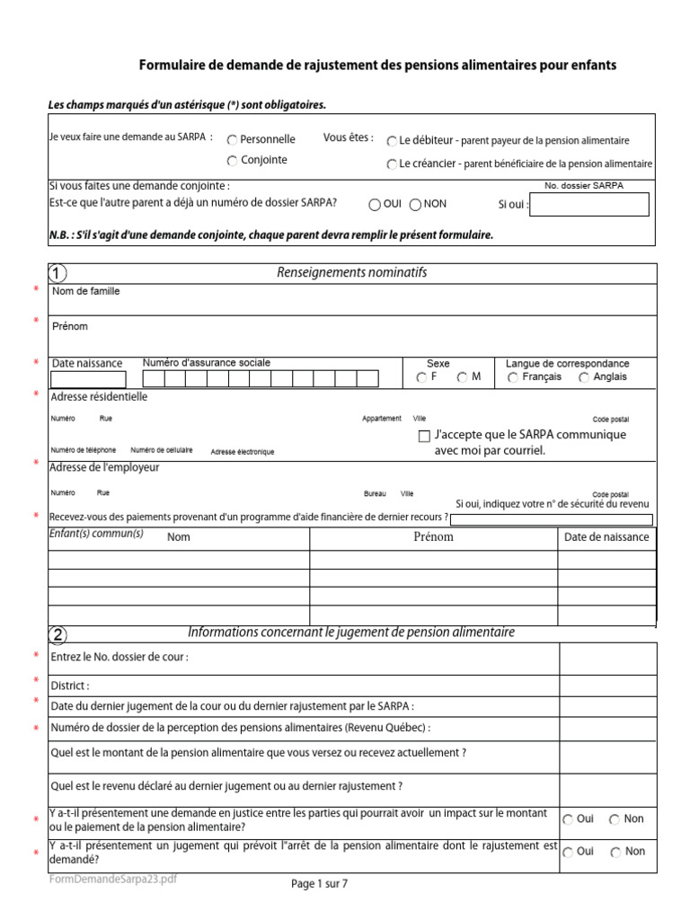 Form Demande Sar Pap | PDF