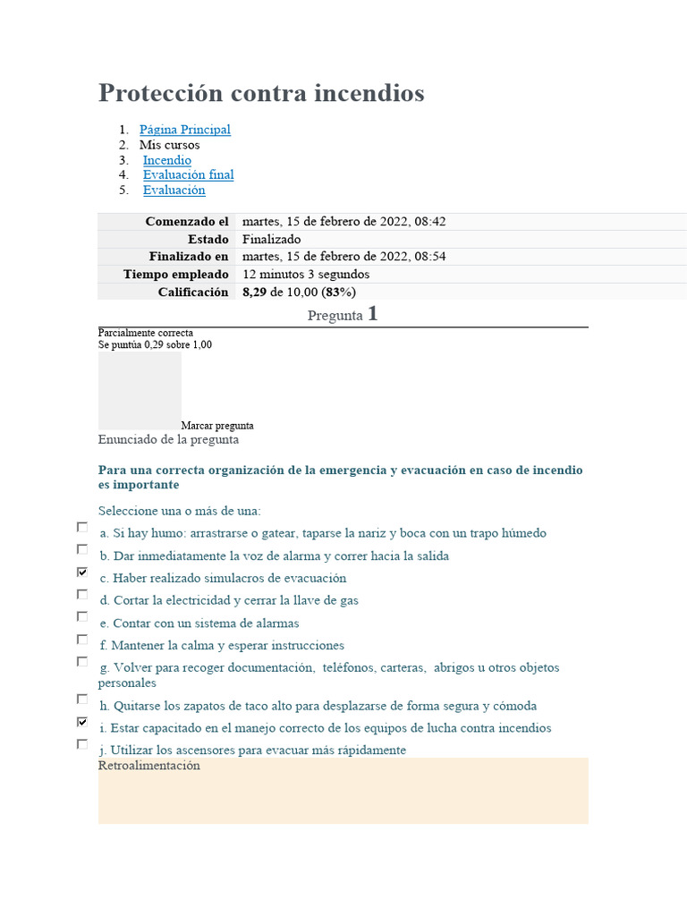 Examen de Protecion Contra Incendios | PDF | Incendios | Combustión