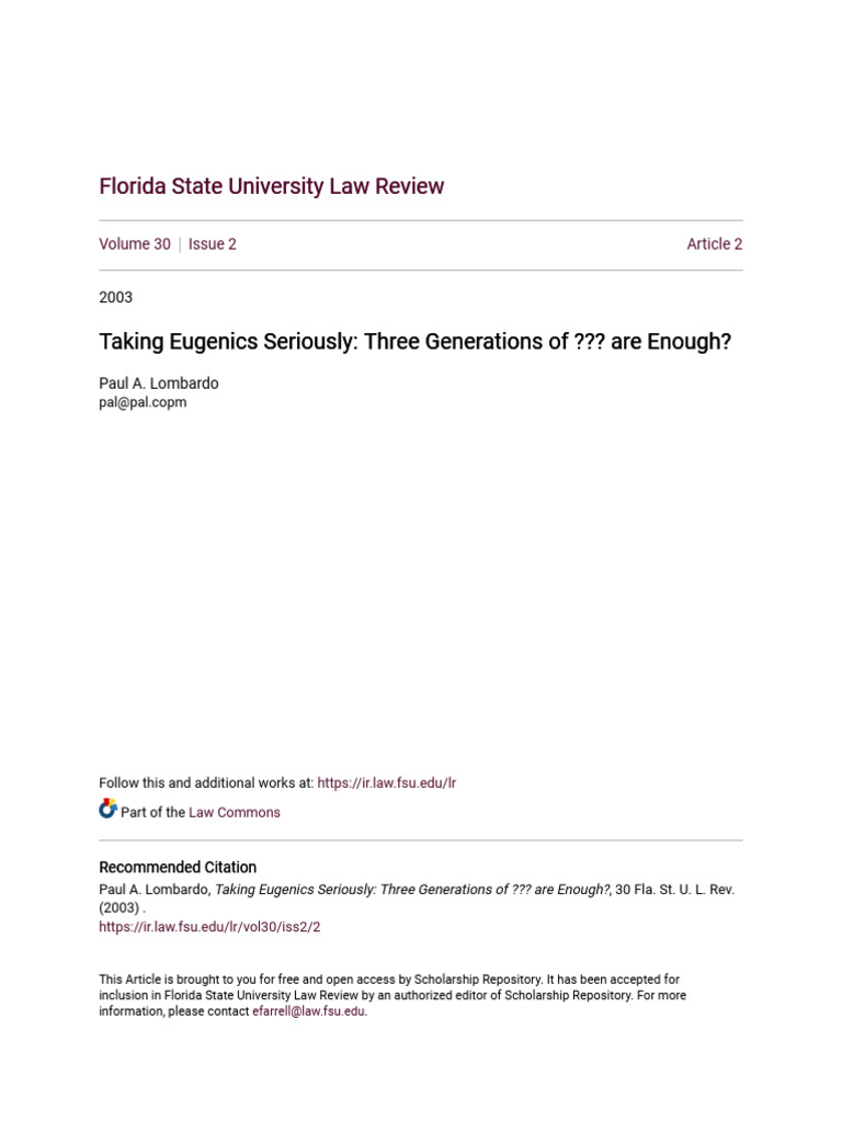 Taking Eugenics Seriously | PDF | Eugenics Taking Eugenics Seriously | PDF | Eugenics