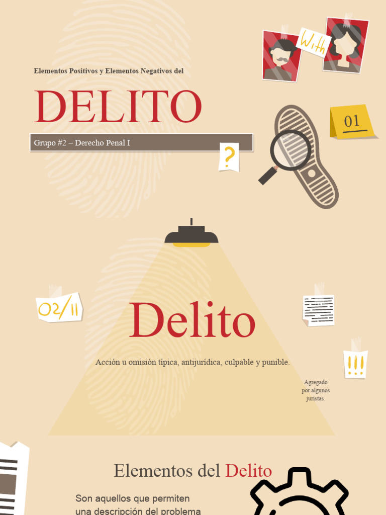 Teoría Del Delito - Elementos Del Delito, Derecho Penal I, Grupo #2 | PDF