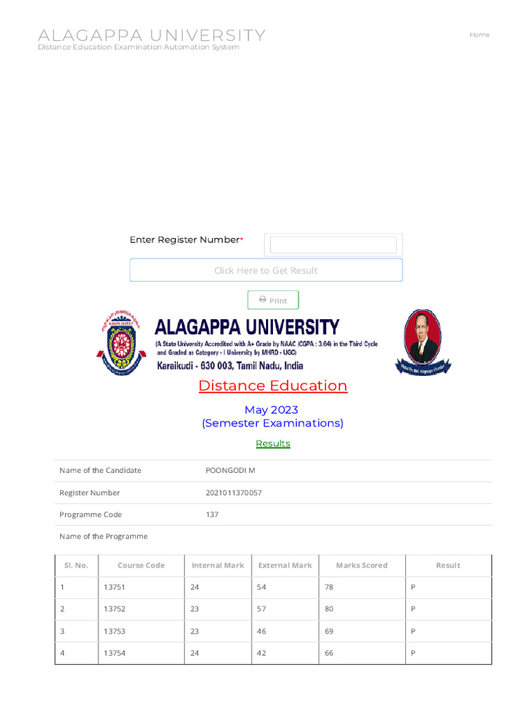 Alagappa University - Distance Education Examination Automation System ...