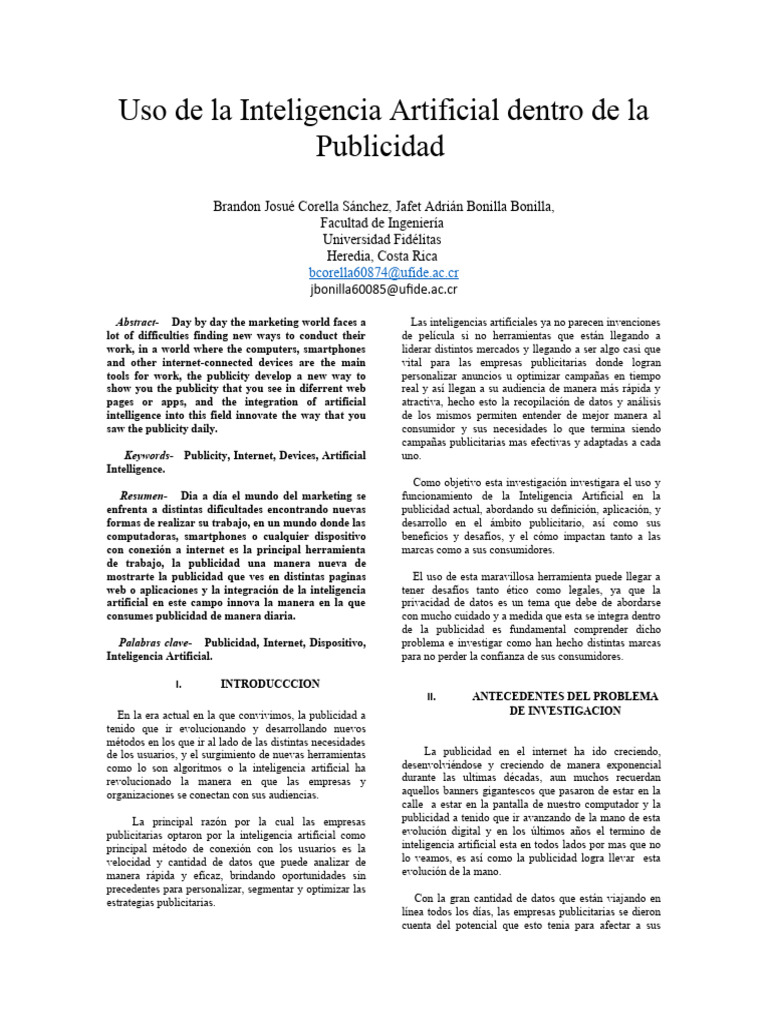 Uso de La Inteligencia Artificial Dentro de La Publicidad-1 | PDF | Publicidad | Inteligencia ...
