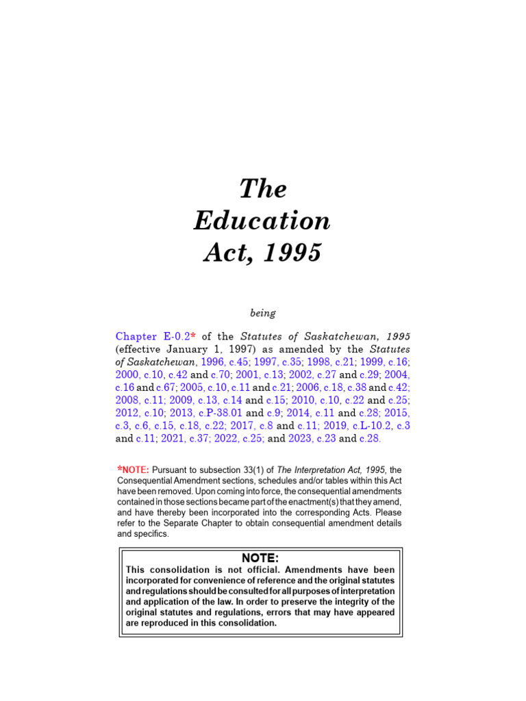 The Education Act, 1995: Being | PDF
