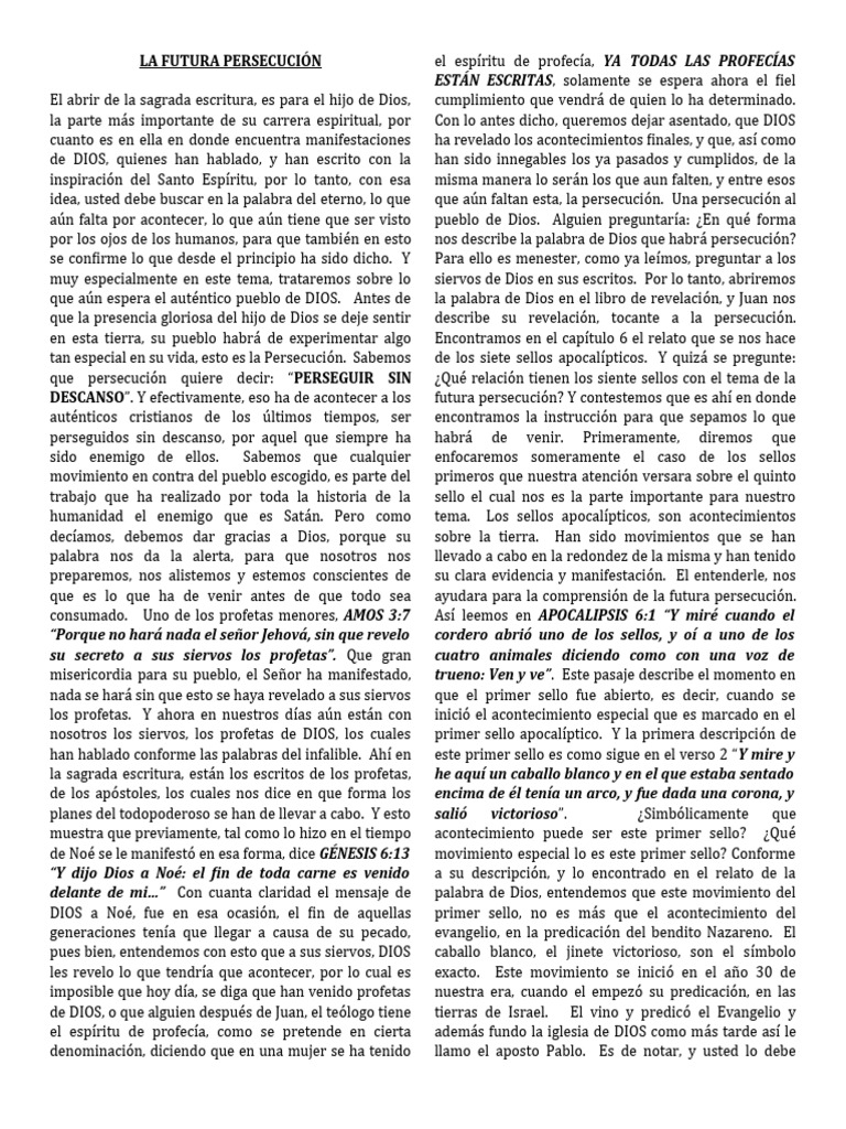La Futura Persecución | PDF | Pablo el apóstol | Jesús