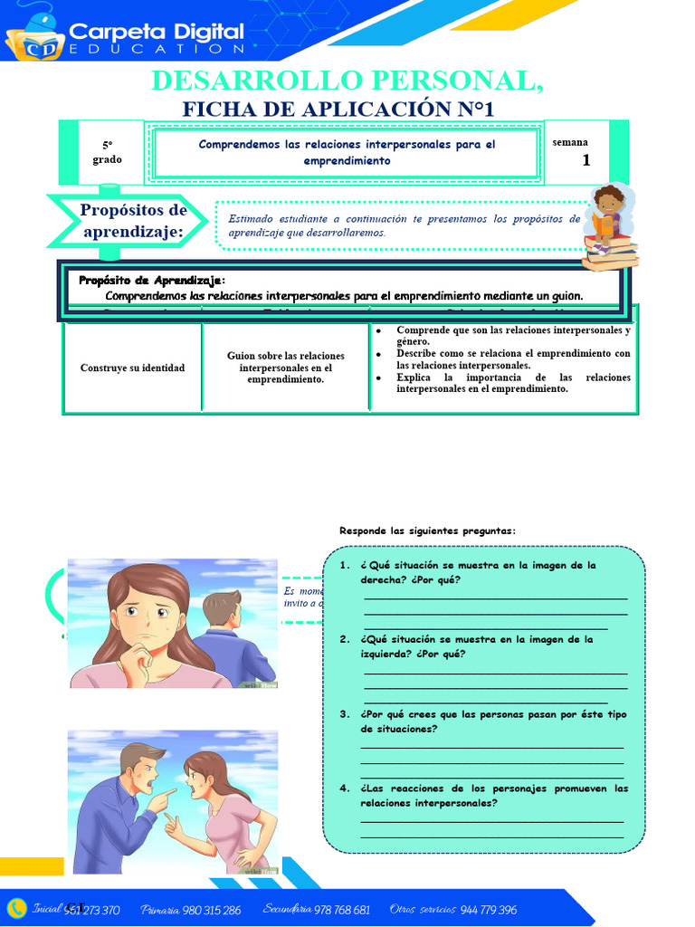 5° Ficha de Aplicación-Sesión1-Sem.1-Exp.5-Dpcc | PDF